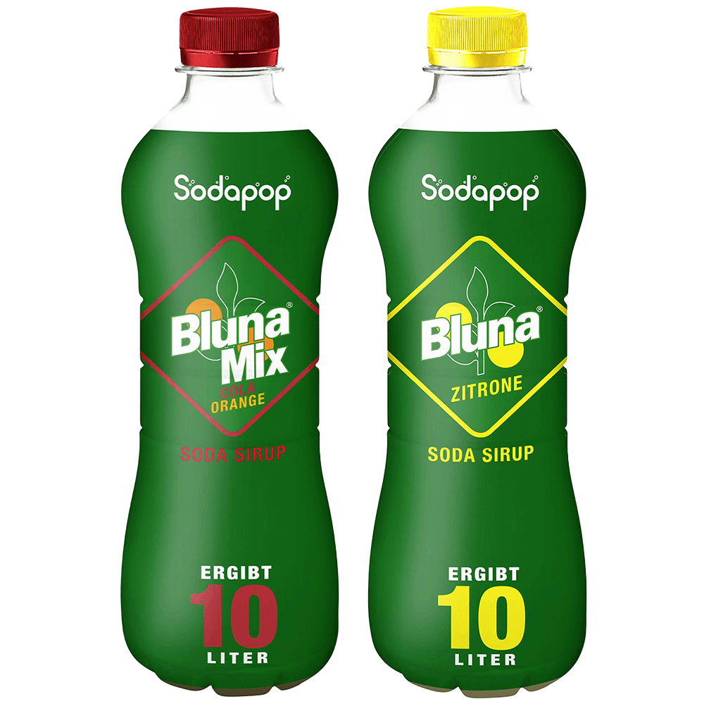 2x Syrop SODAPOP BLUNA Cola-Orange 500ml + BLUNA Lemon 500ml - Spinel Soda