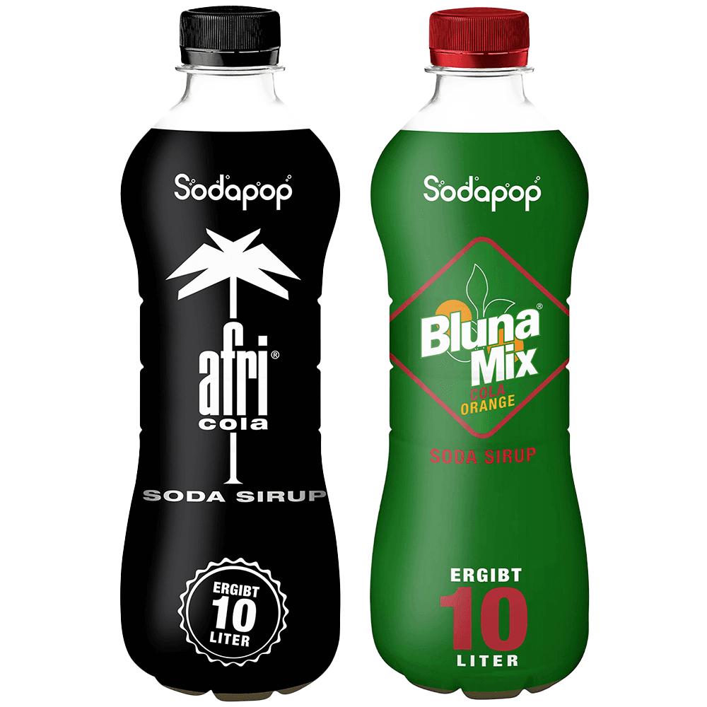 2x Syrop SODAPOP AFRI Cola 500ml + BLUNA Cola-Orange 500ml - Spinel Soda