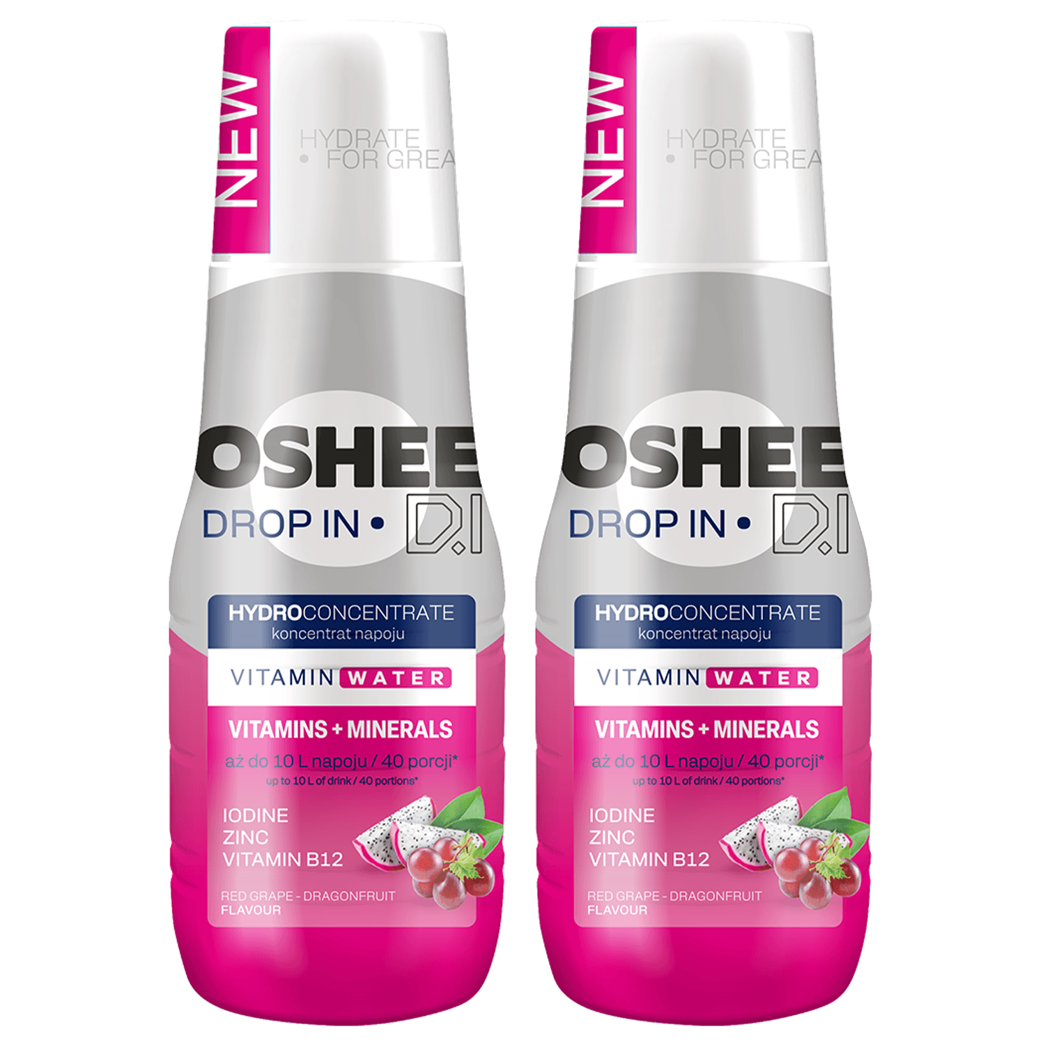 2x Syrop OSHEE Drop Winogrono-Smoczy owoc Wit+Minerały 500ml - Spinel Soda